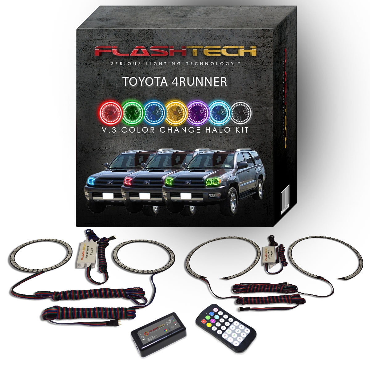 Flashtech RGB Angel Eye LED Halo kit with RF Remote for 06-09 Toyota ...