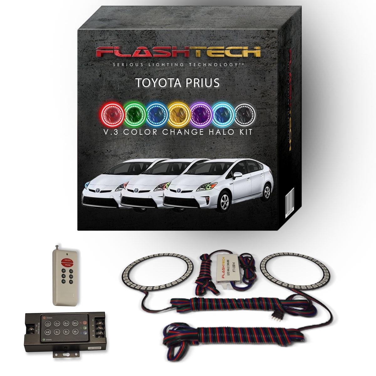 Flashtech RGB Multi Color LED Halo kit with RF Remote for 10-15 Toyota ...