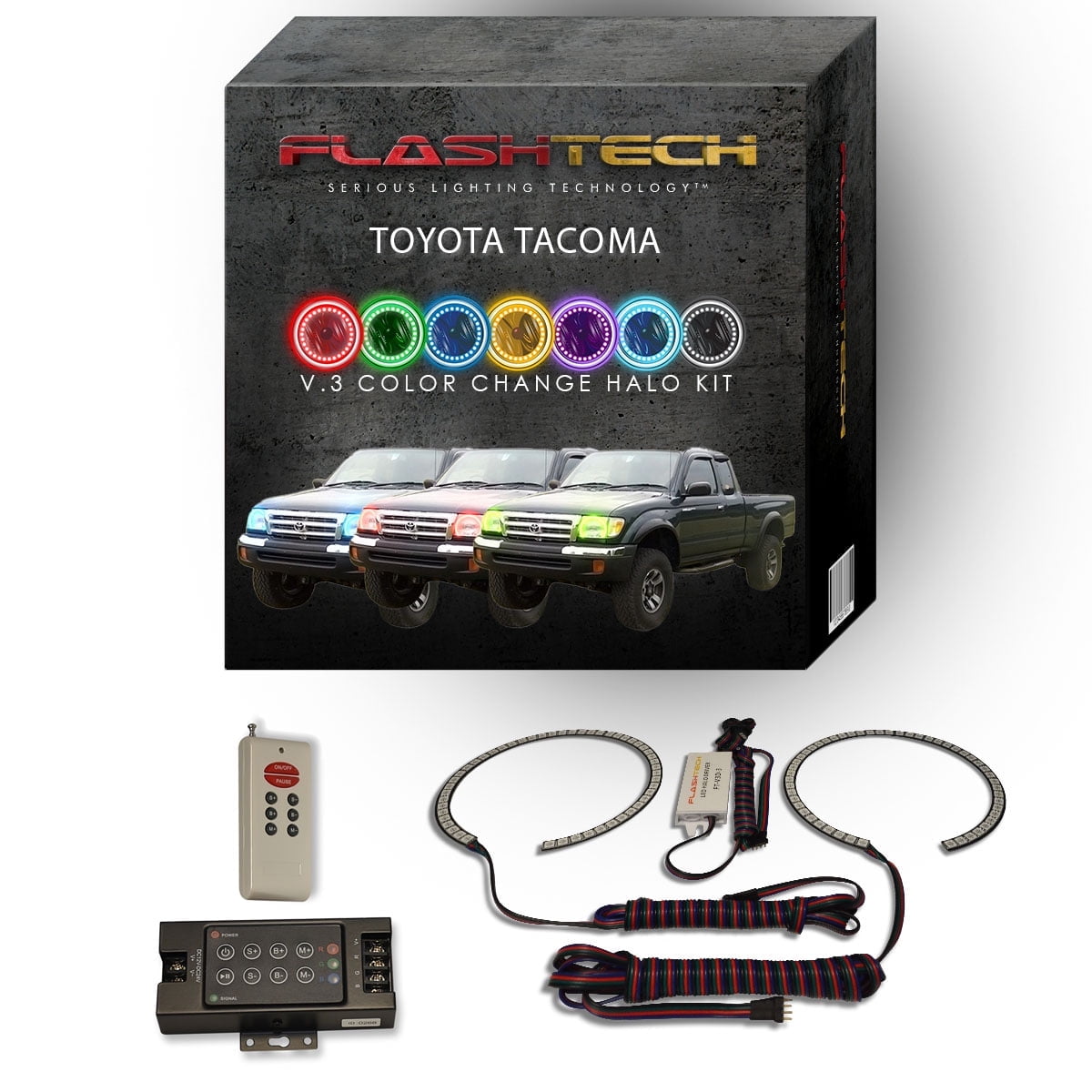 Flashtech RGB Multi Color LED Halo kit with RF Remote for 98-00 Toyota ...