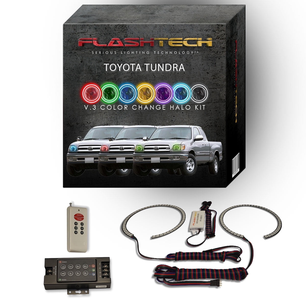 Flashtech RGB Multi Color LED Halo kit with RF Remote for 00-04 Toyota ...