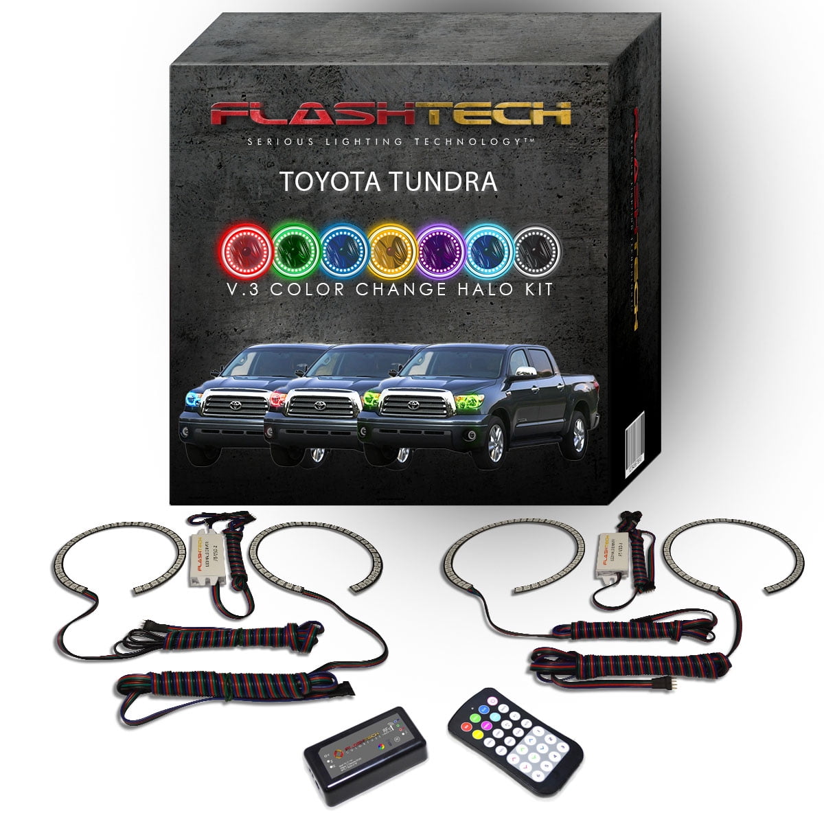 Flashtech RGB Angel Eye LED Halo kit with RF Remote for 2007-2012 ...