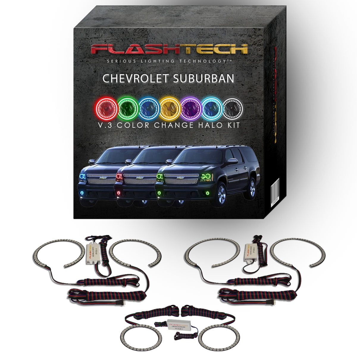 Flashtech RGB Color Changing LED Halo kit for 07-13 Chevy Suburban ...