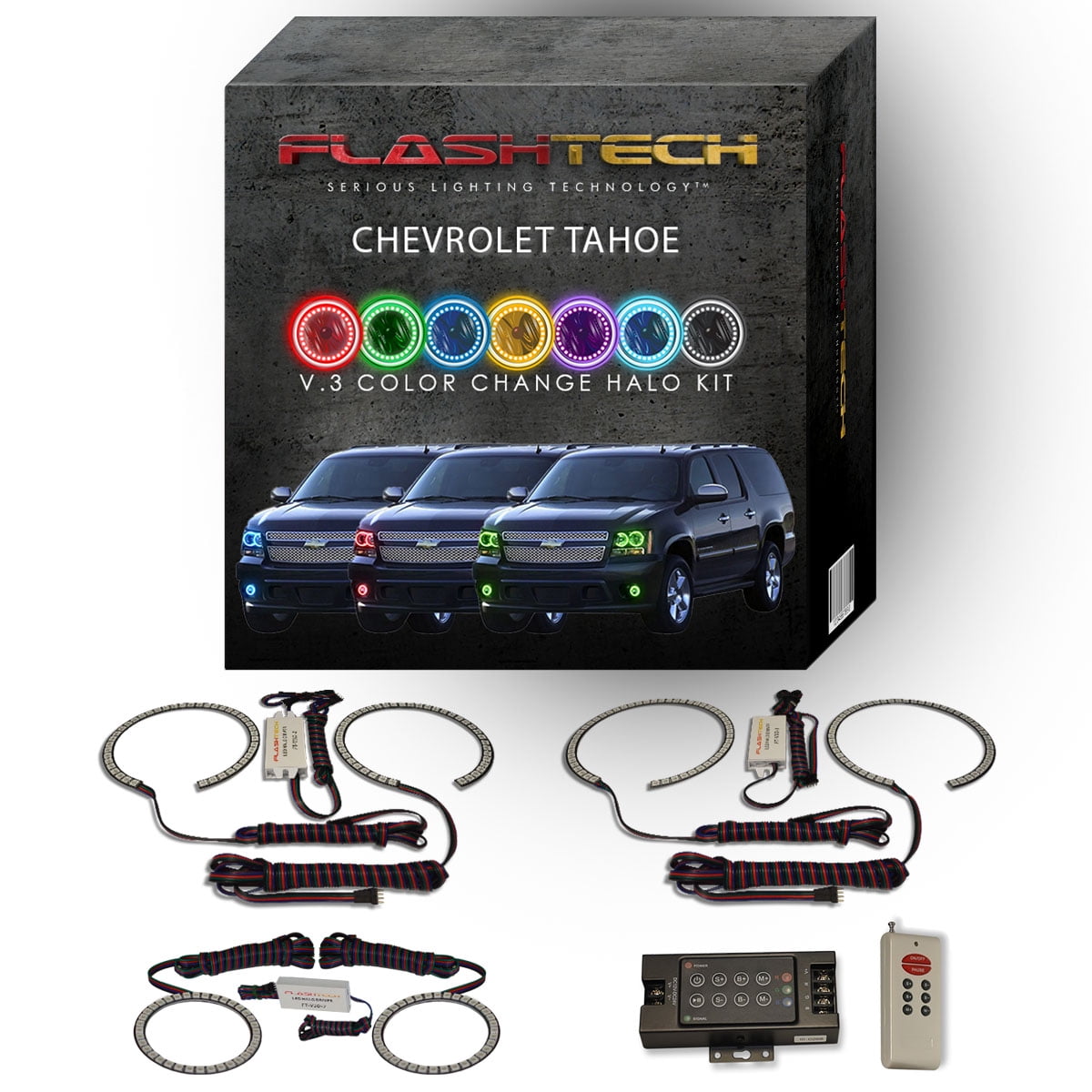 Flashtech RGB Multi Color LED Halo kit w/ RF for 07-13 Chevy Tahoe ...