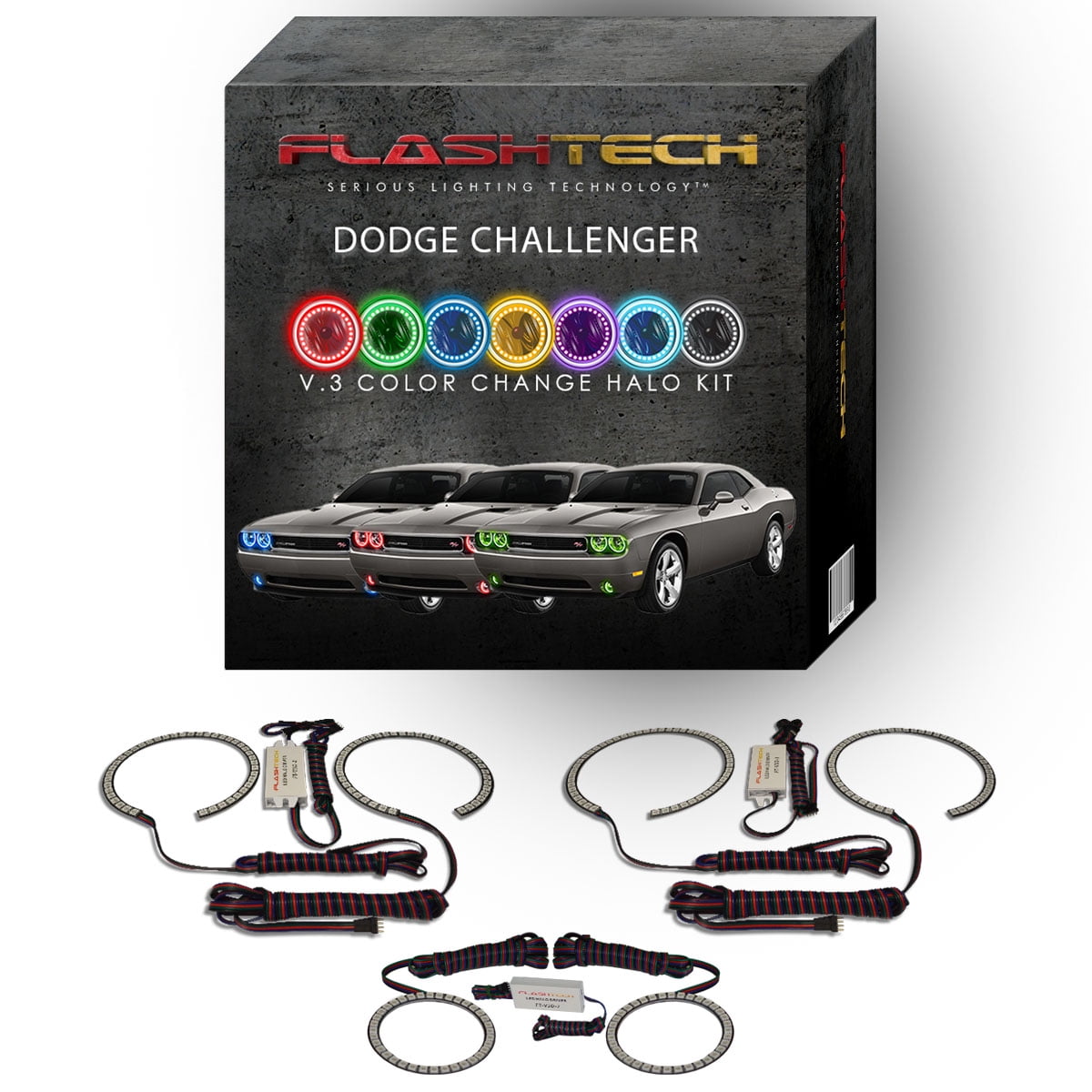 Flashtech RGB Color Changing Halo kit for 08-13 Dodge Challenger ...