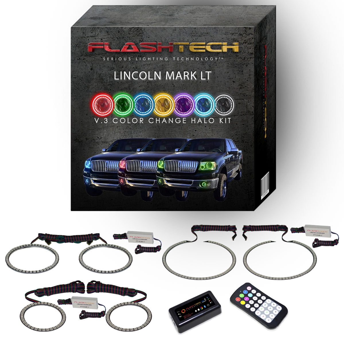 Flashtech RGB Halo kit & Bluetooth app for 06-08 Lincoln Mark LT ...