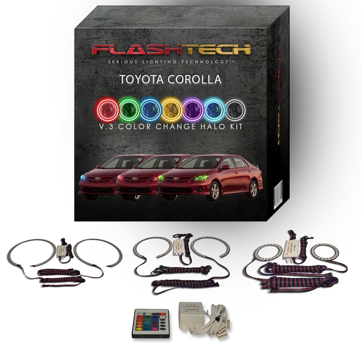 Flashtech RGB Angel Eye LED Halo kit with IR Remote for 09-10 Toyota ...