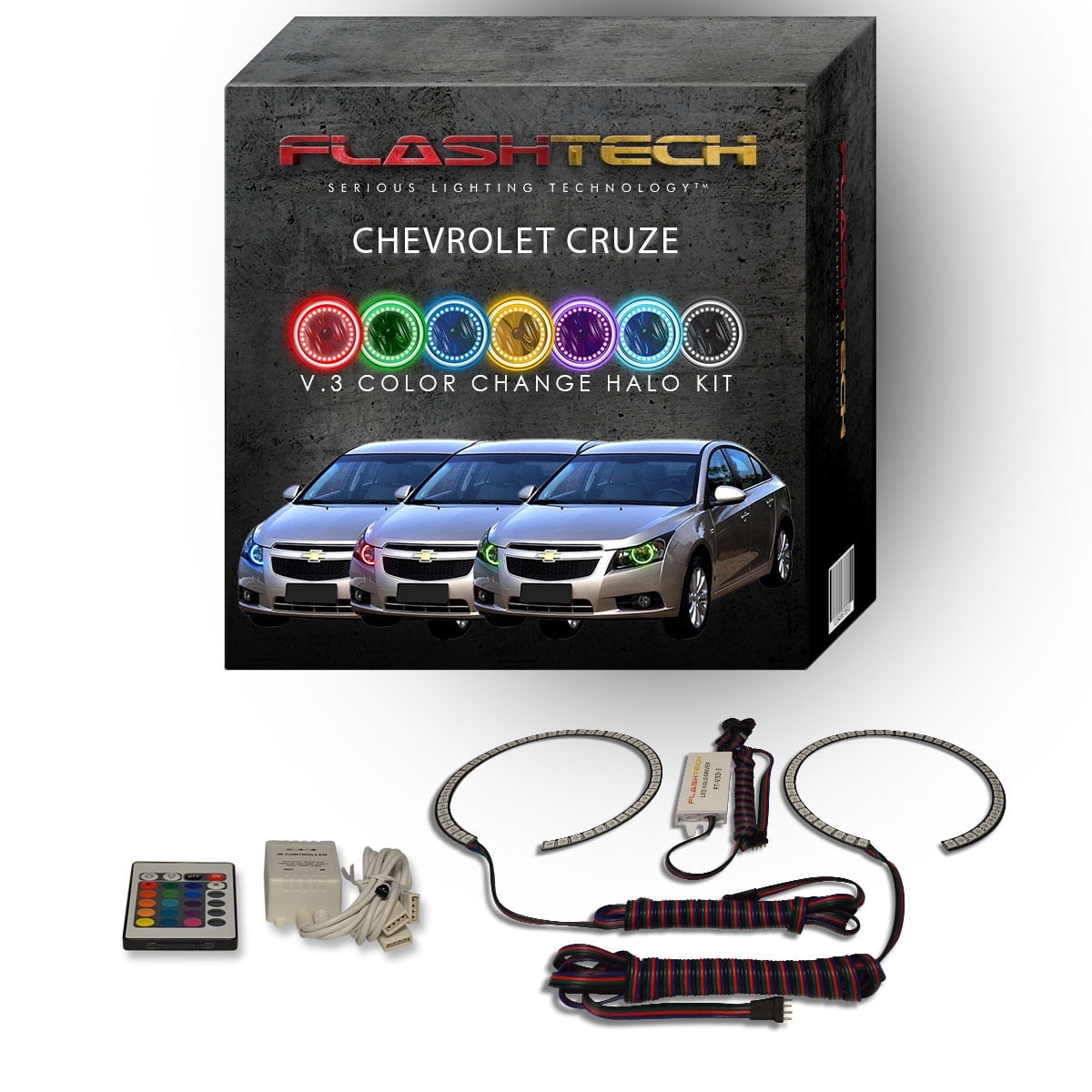 Flashtech RGB Angel Eye LED Halo kit with IR Remote for 11-15 Chevrolet ...
