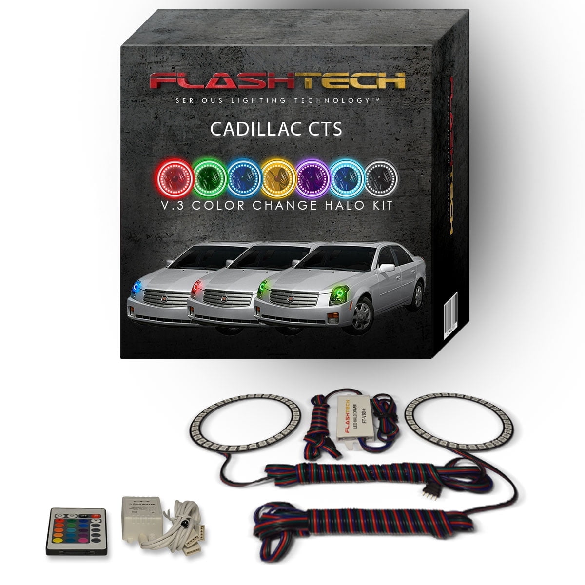 Flashtech RGB Angel Eye LED Halo kit with IR Remote for 2003-2007 ...