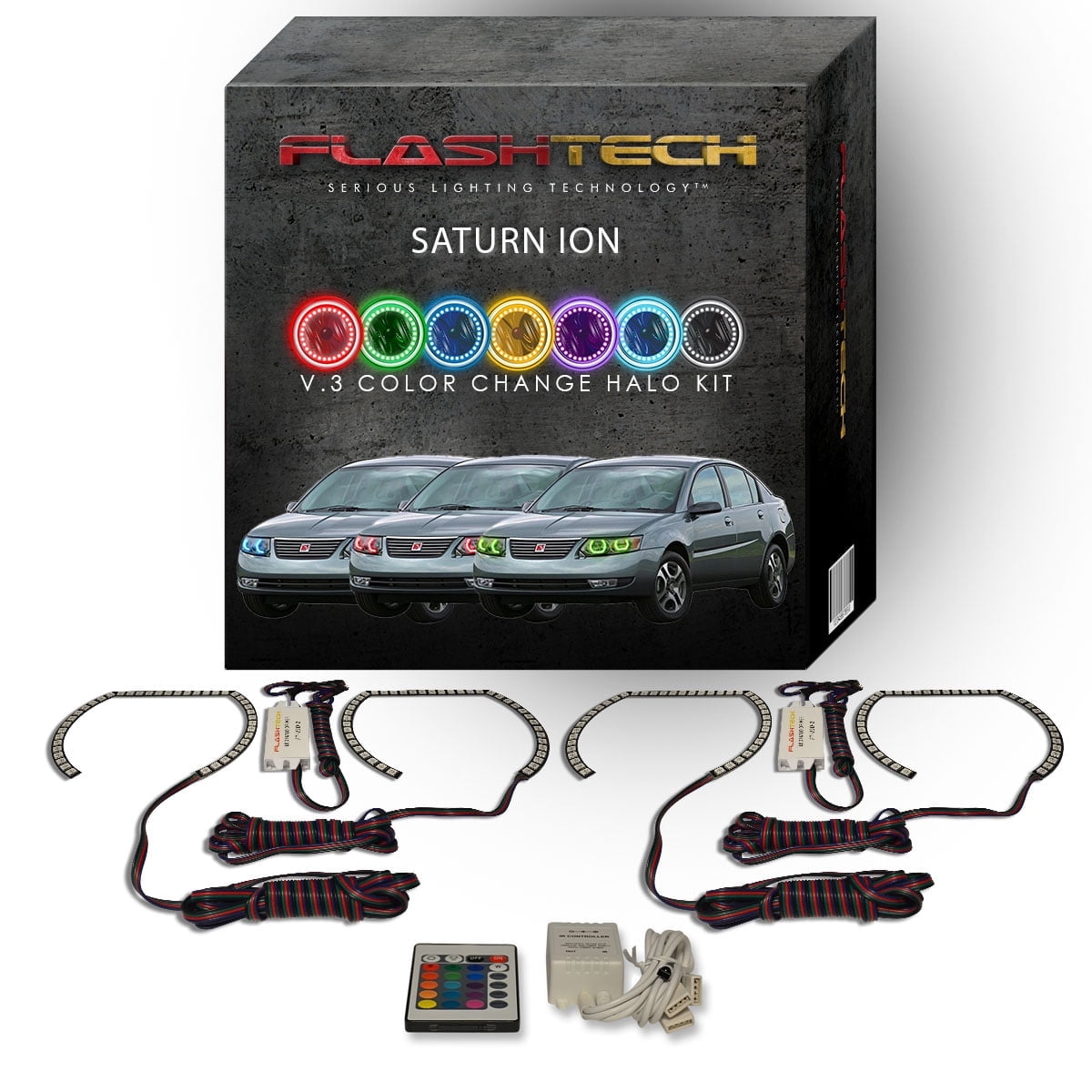 Flashtech RGB Angel Eye LED Halo kit with IR Remote for 2003-2007 ...