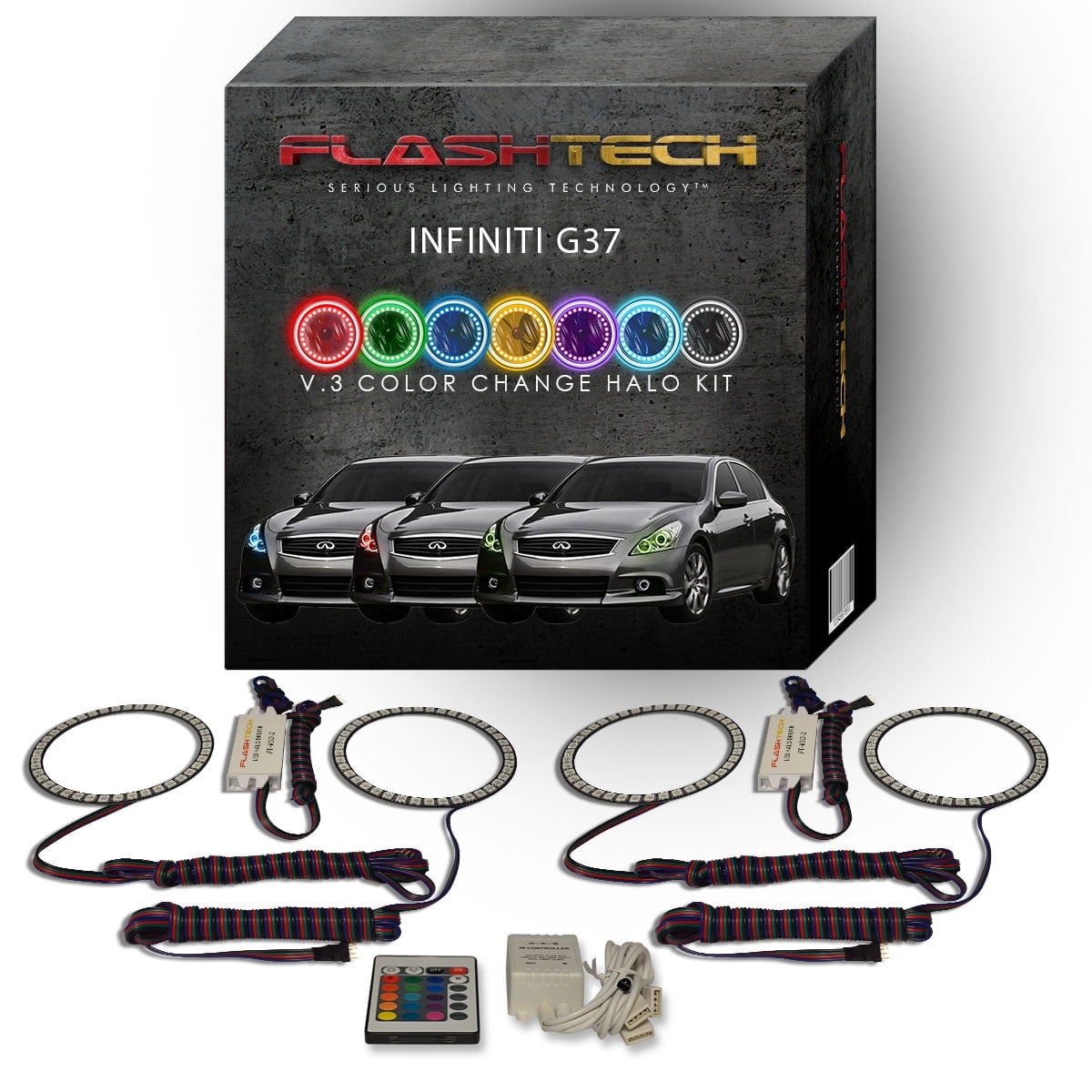 Flashtech RGB Angel Eye LED Halo kit with IR Remote for 2010-2013 ...