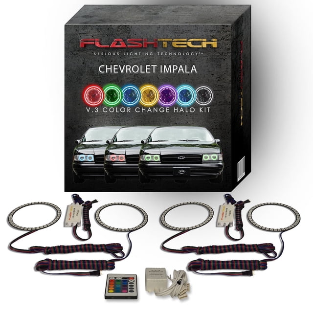 Flashtech RGB Angel Eye LED Halo kit with IR Remote for 91-96 Chevrolet ...