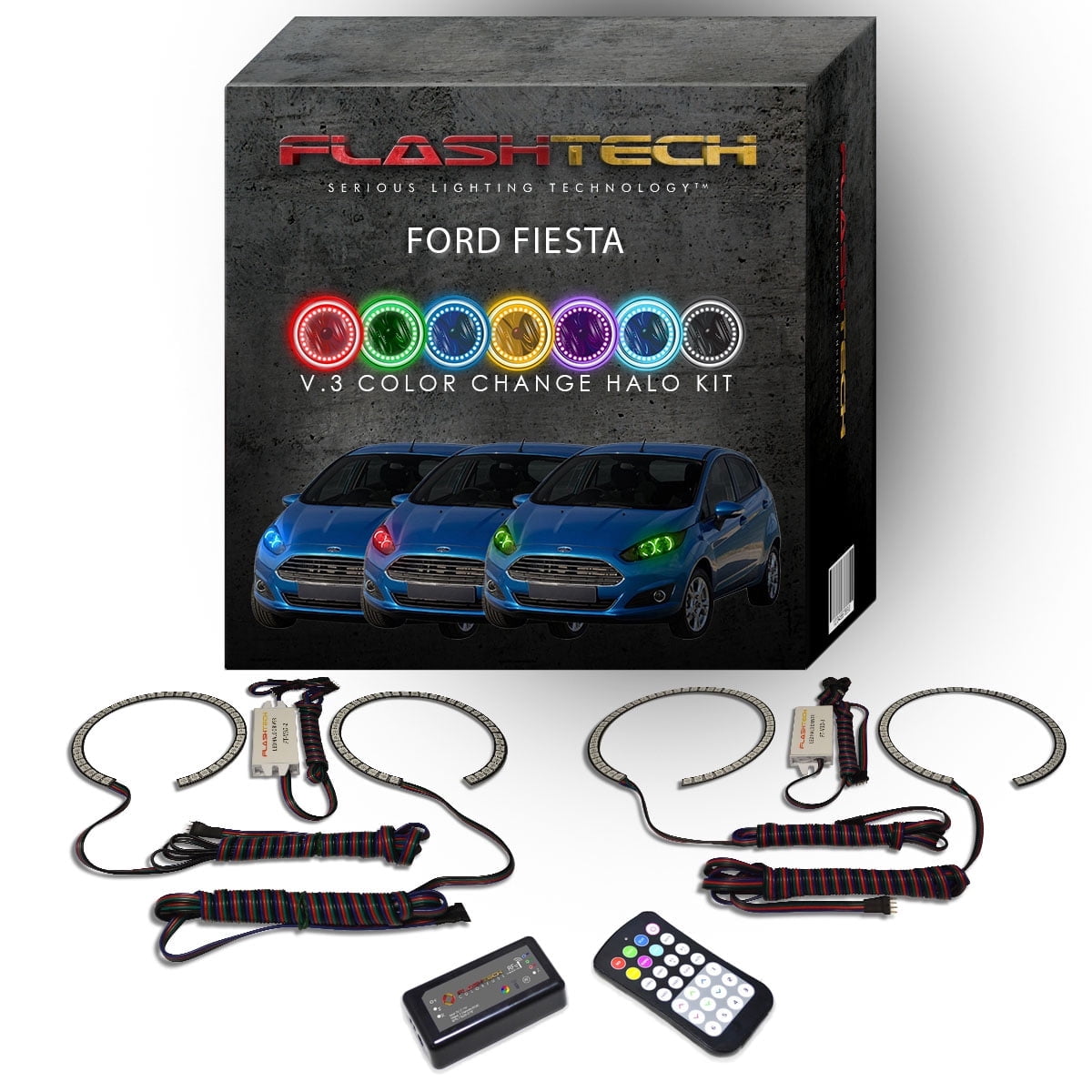 Flashtech RGB Angel Eye LED Halo kit with RF Remote for 2011-2013 Ford ...