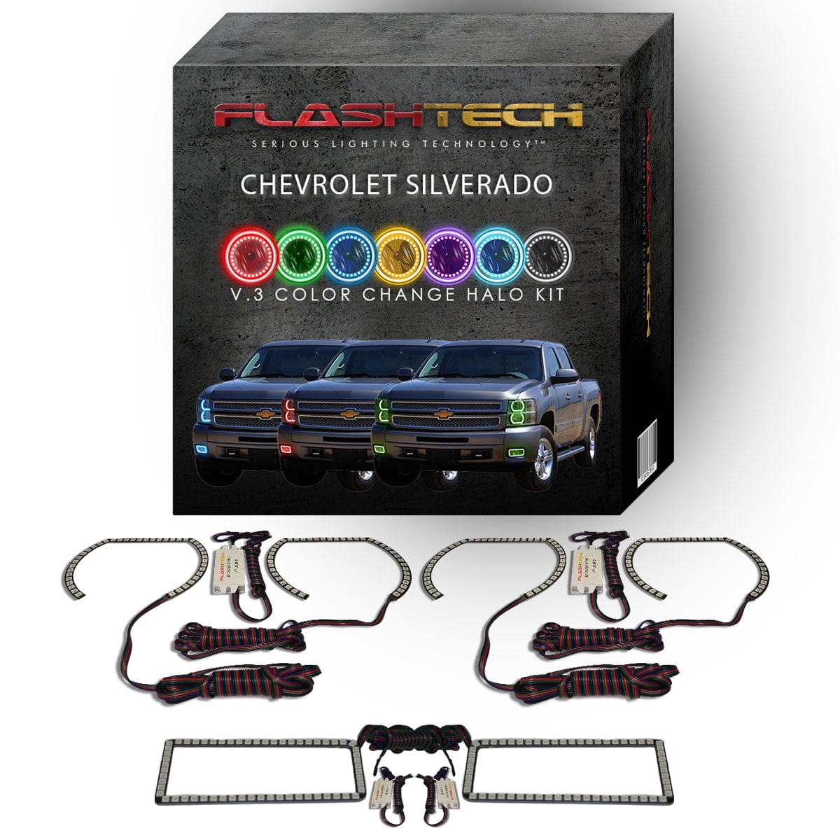 Flashtech RGB Color Changing LED Halo kit for 07-13 Chevy Silverado ...