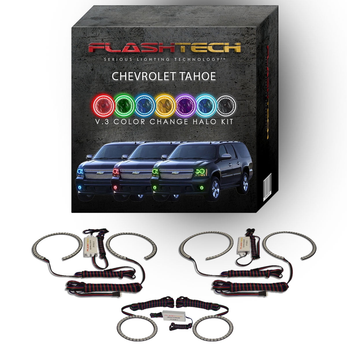 Flashtech RGB Color Changing LED Halo kit for 2007-2013 Chevy Tahoe ...