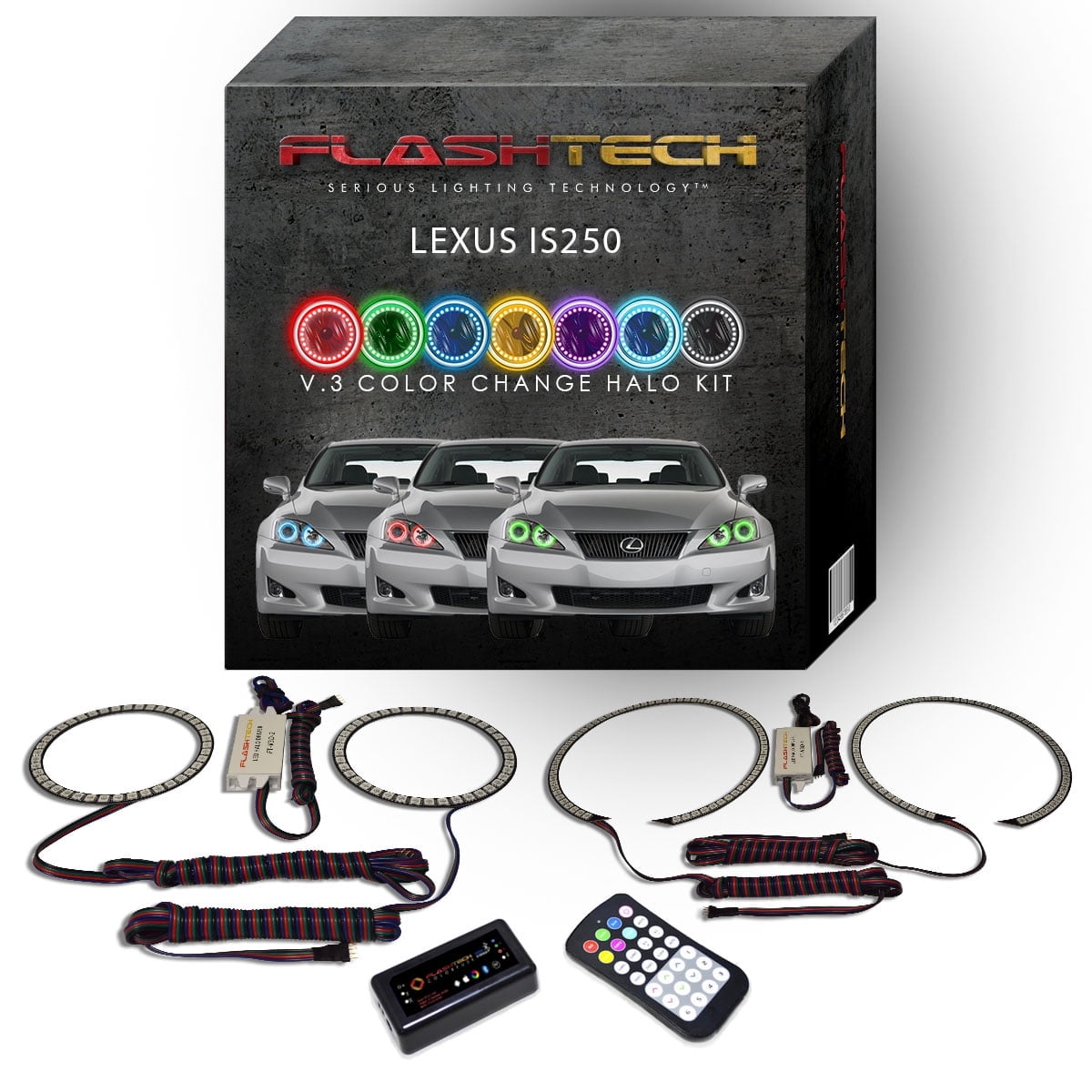 Flashtech RGB Multi Color Bluetooth LED Halo Ring kit for 2006-2008 ...