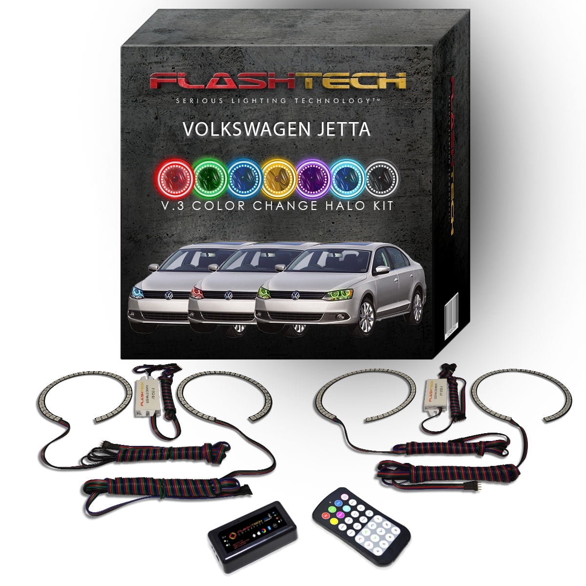 Flashtech RGB Multi Color Bluetooth LED Halo kit for 2011-2016 ...