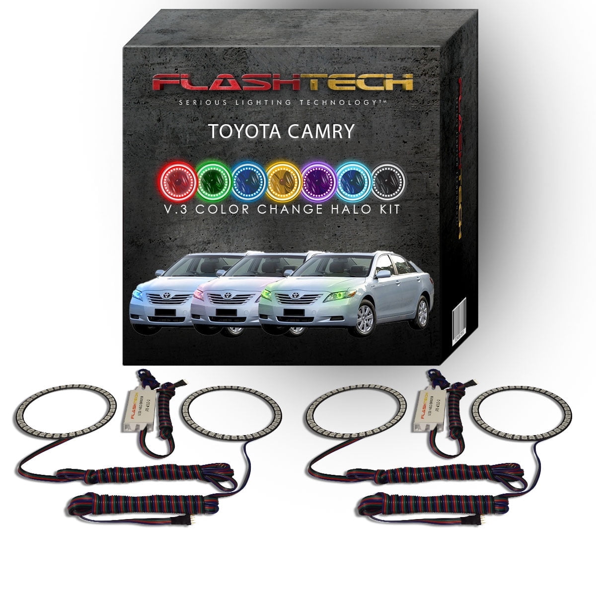 Flashtech RGB Multi Color Changing LED Halo Ring kit for 2007-2009 ...