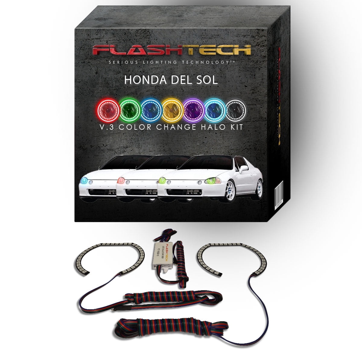 Flashtech RGB Multi Color Changing LED Halo kit for 1994-1997 Honda Del ...