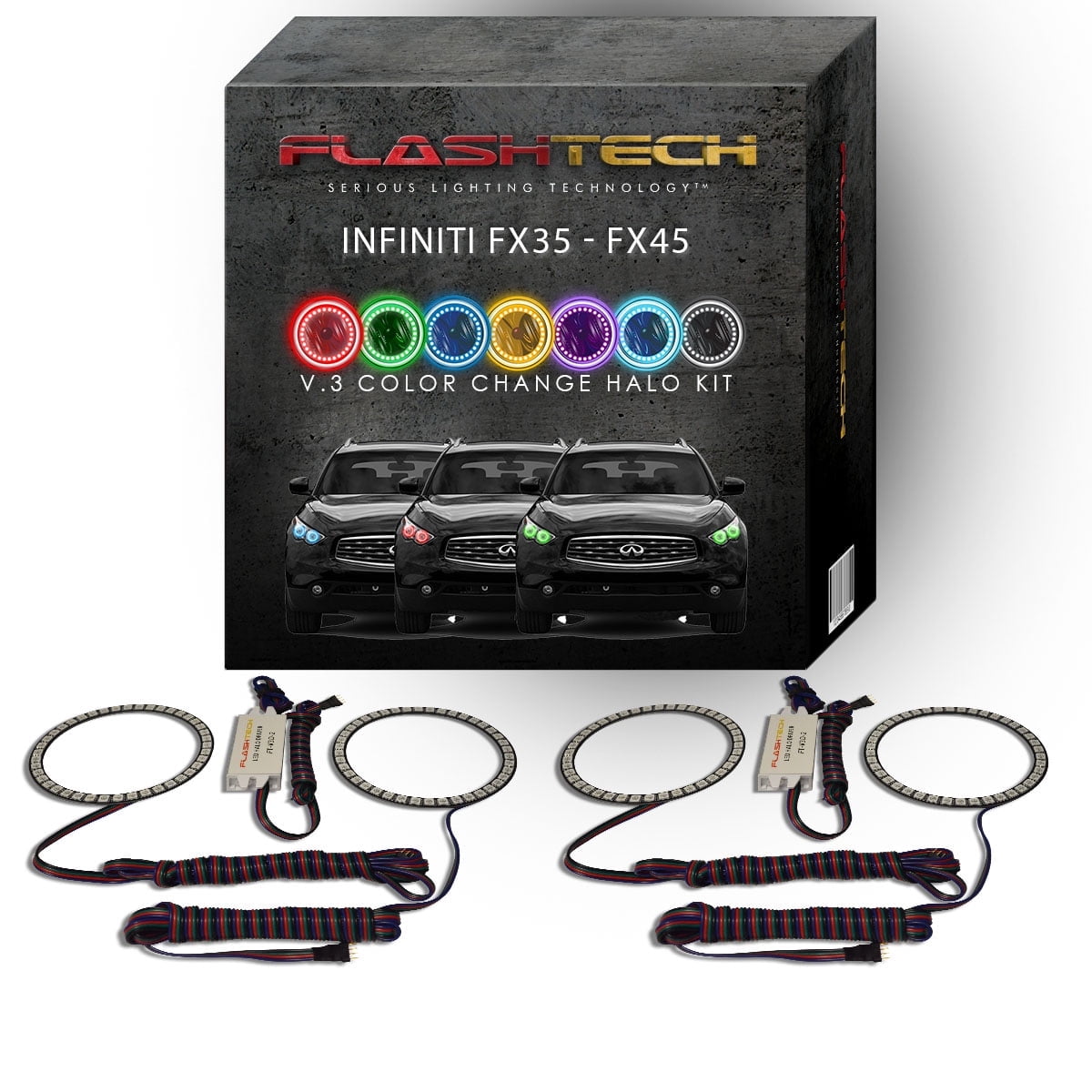 Flashtech RGB Multi Color Changing LED Halo kit for 2003-2008 Infiniti ...