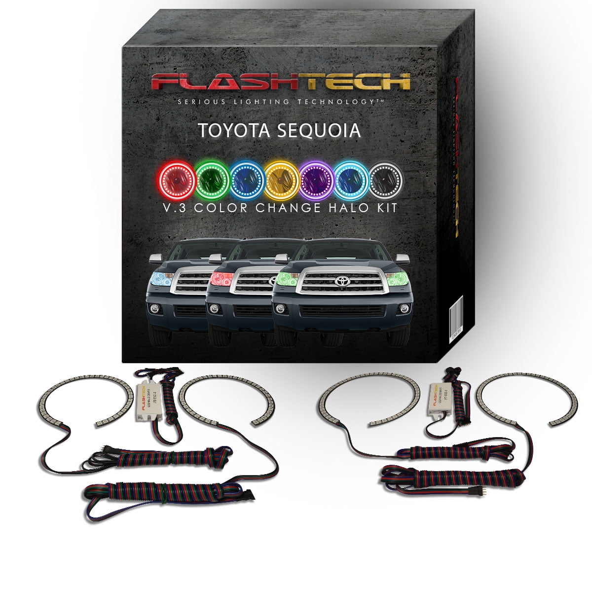 Flashtech RGB Multi Color Changing LED Halo kit for 2007-2013 Toyota ...