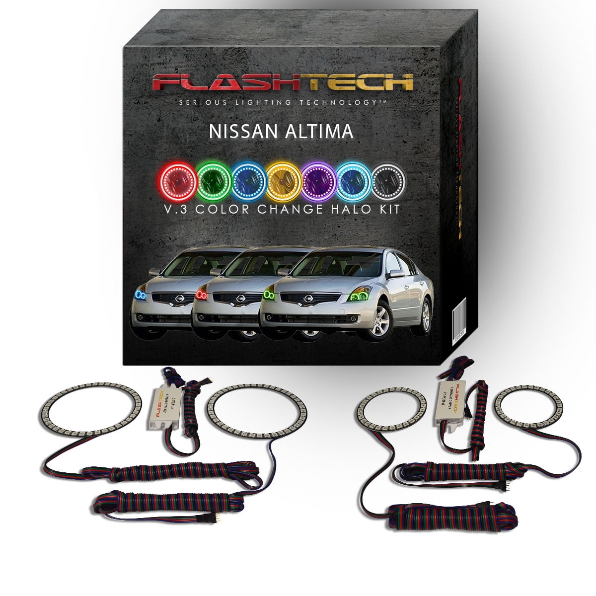 Flashtech RGB Multi Color Changing LED Halo kit for 2010-2012 Nissan ...