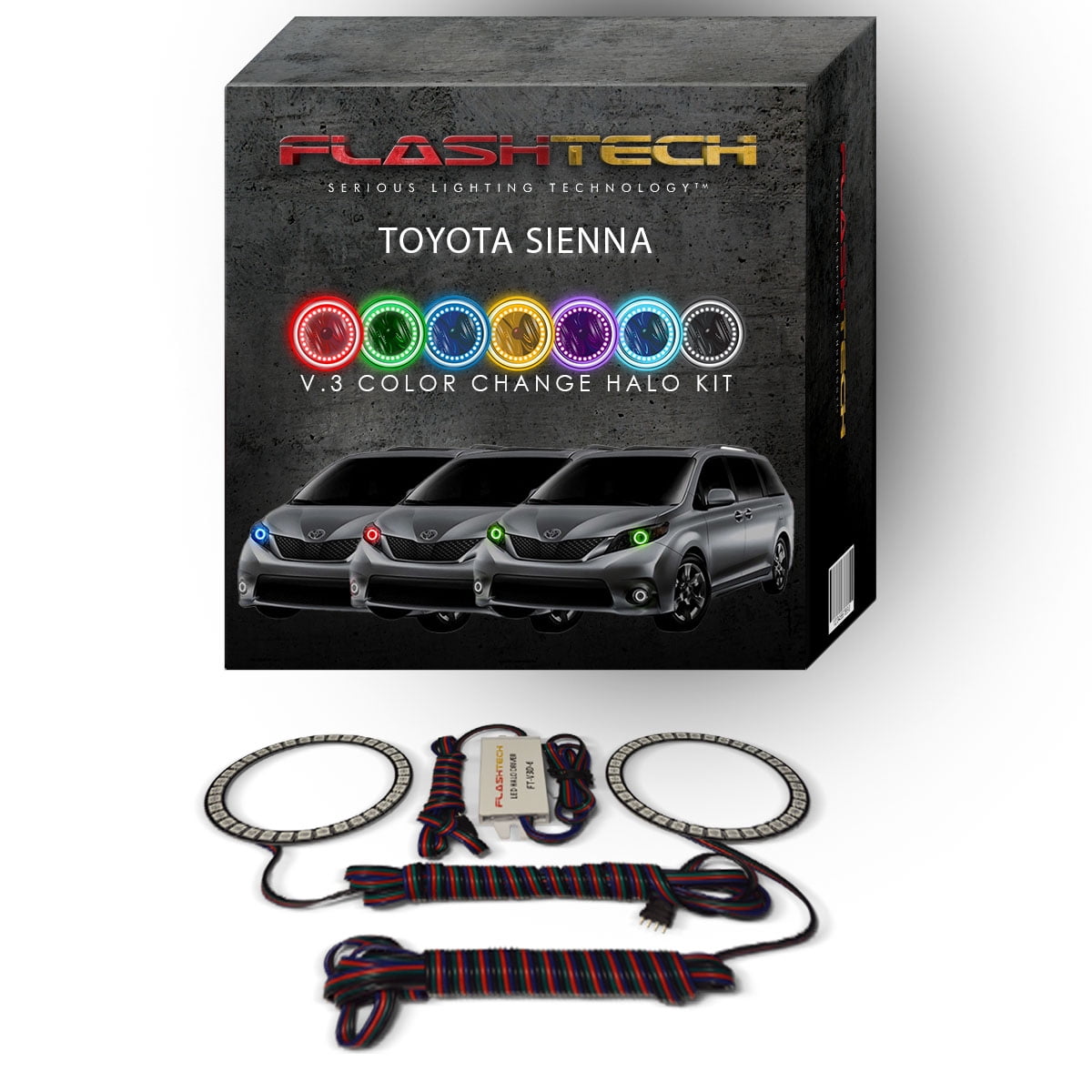 Flashtech RGB Multi Color Changing LED Halo kit for 2014-2016 Toyota ...