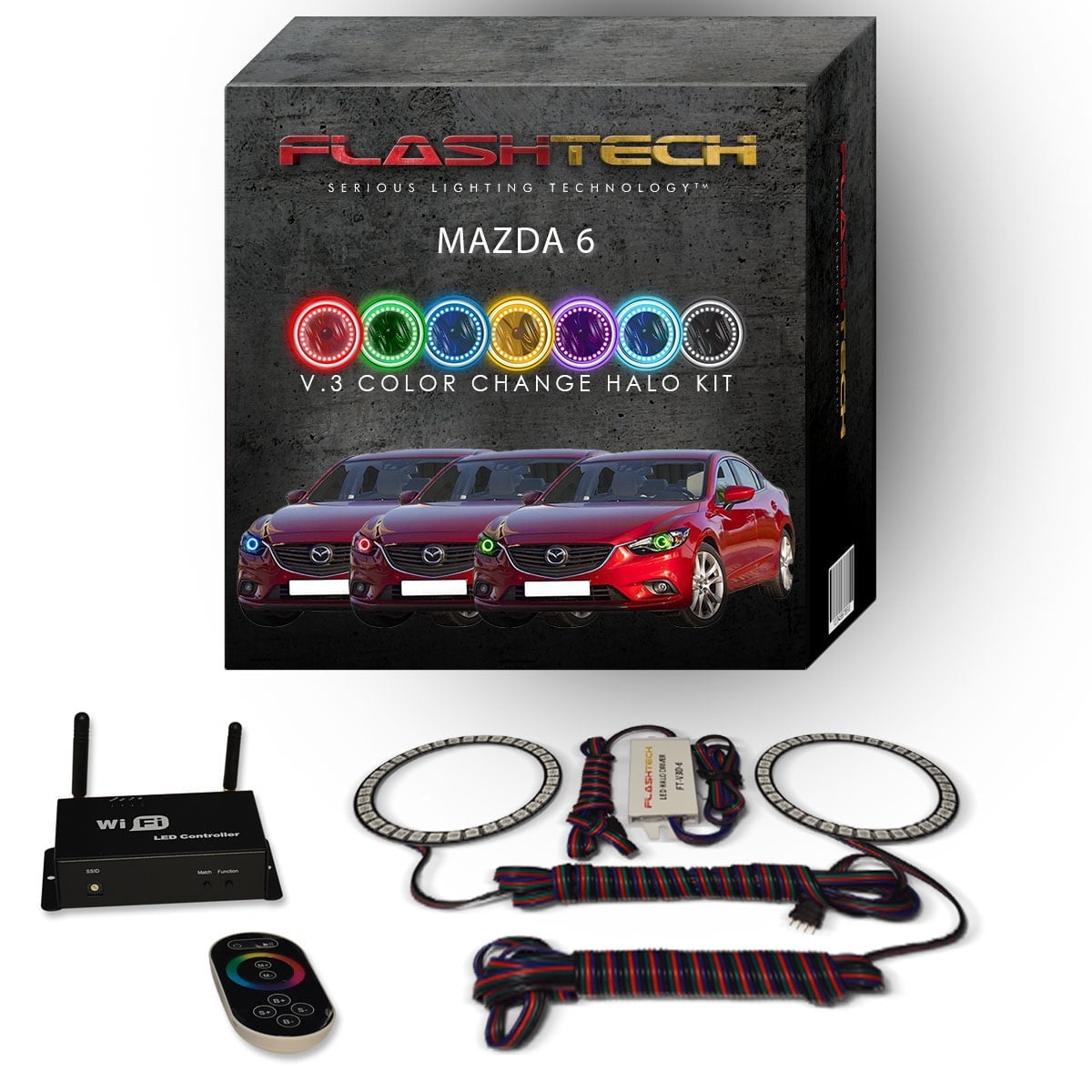 Flashtech RGB Multi Color LED Halo Ring kit with Wifi App for 2014-2015 ...