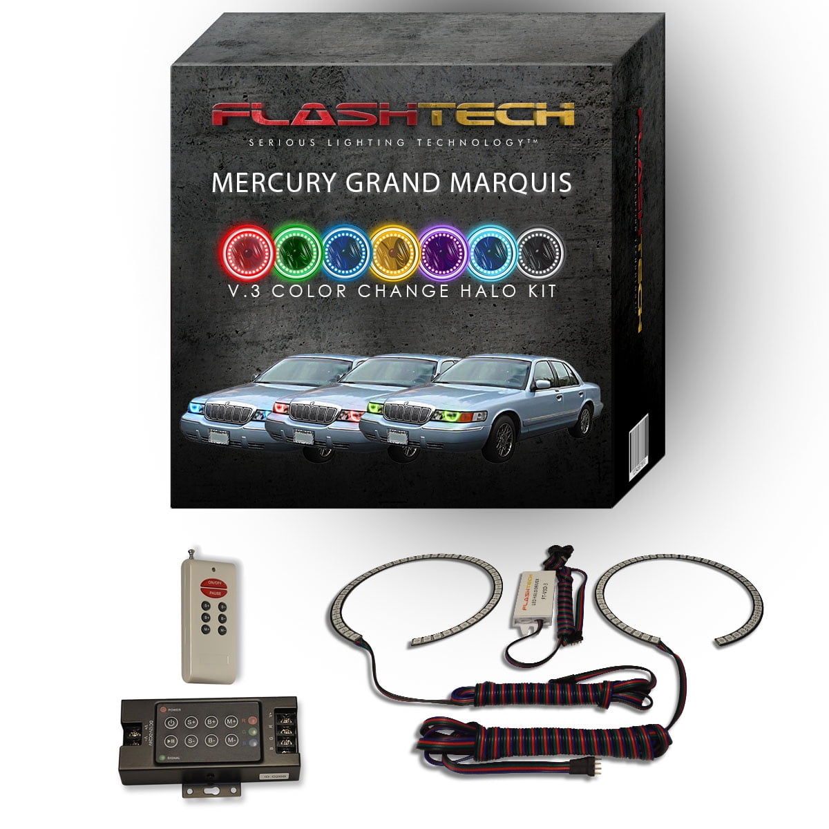 Flashtech RGB Multi Color LED Halo kit & Remote for 98-02 Mercury Grand ...