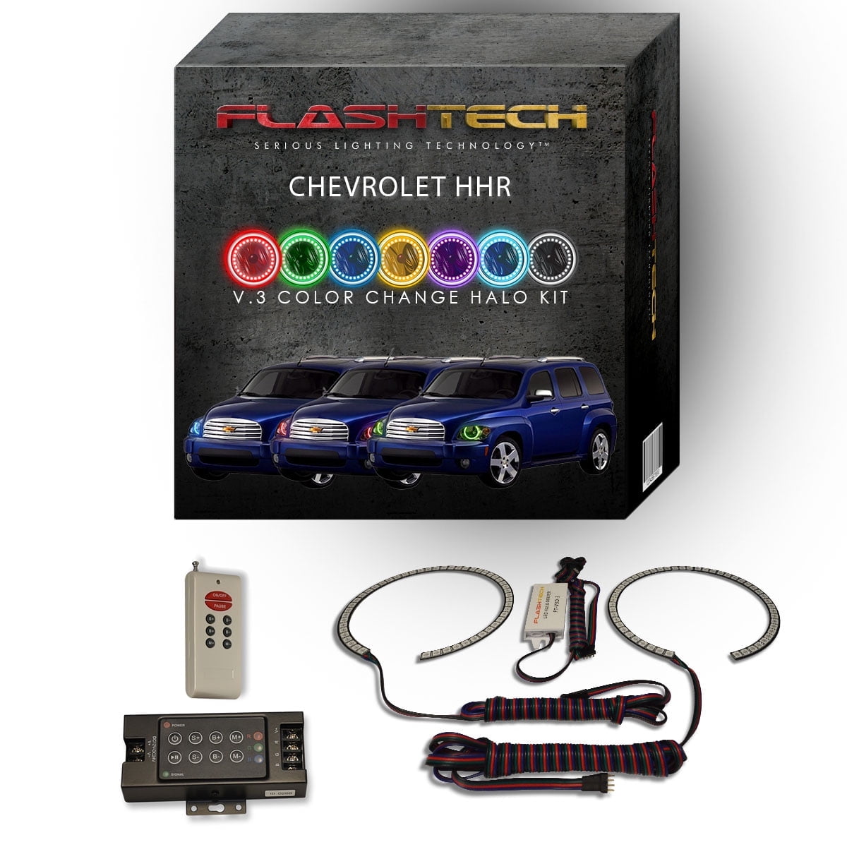 Flashtech RGB Multi Color LED Halo kit with RF Remote for 06-11 ...