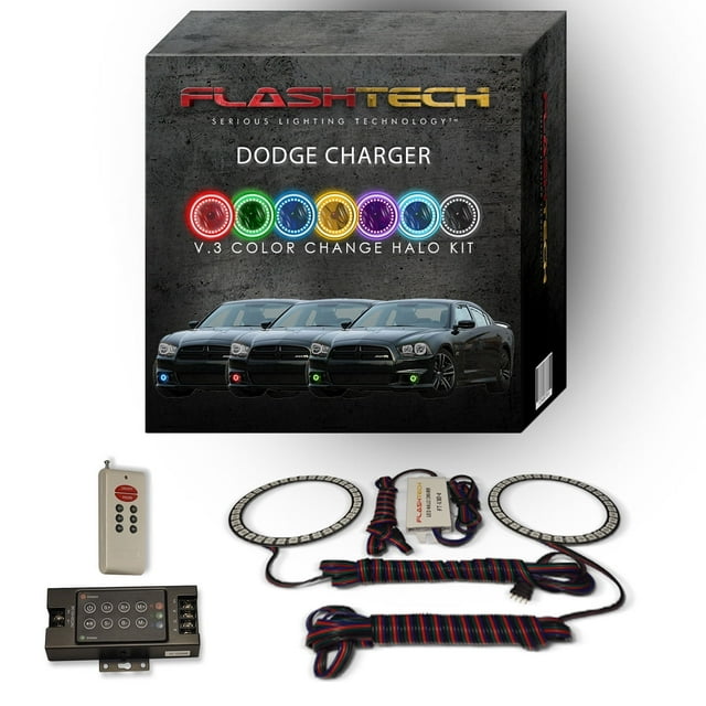 Flashtech RGB Multi Color LED Halo kit with RF Remote for 11-14 Dodge ...