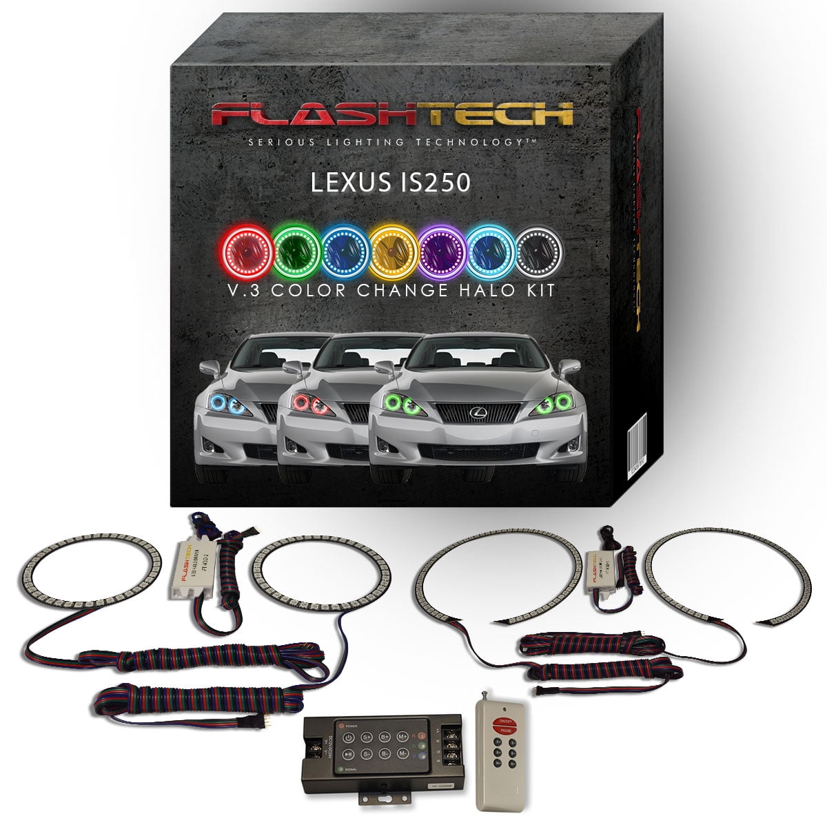 Flashtech RGB Multi Color LED Halo kit with RF Remote for 2006-2008 ...