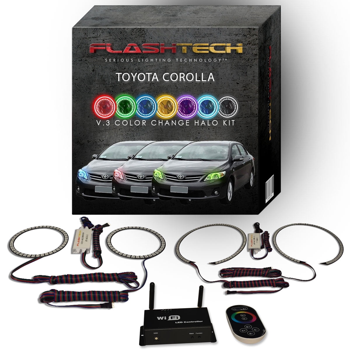 Flashtech RGB Multi Color LED Halo kit with Wifi App for 11-13 Toyota ...