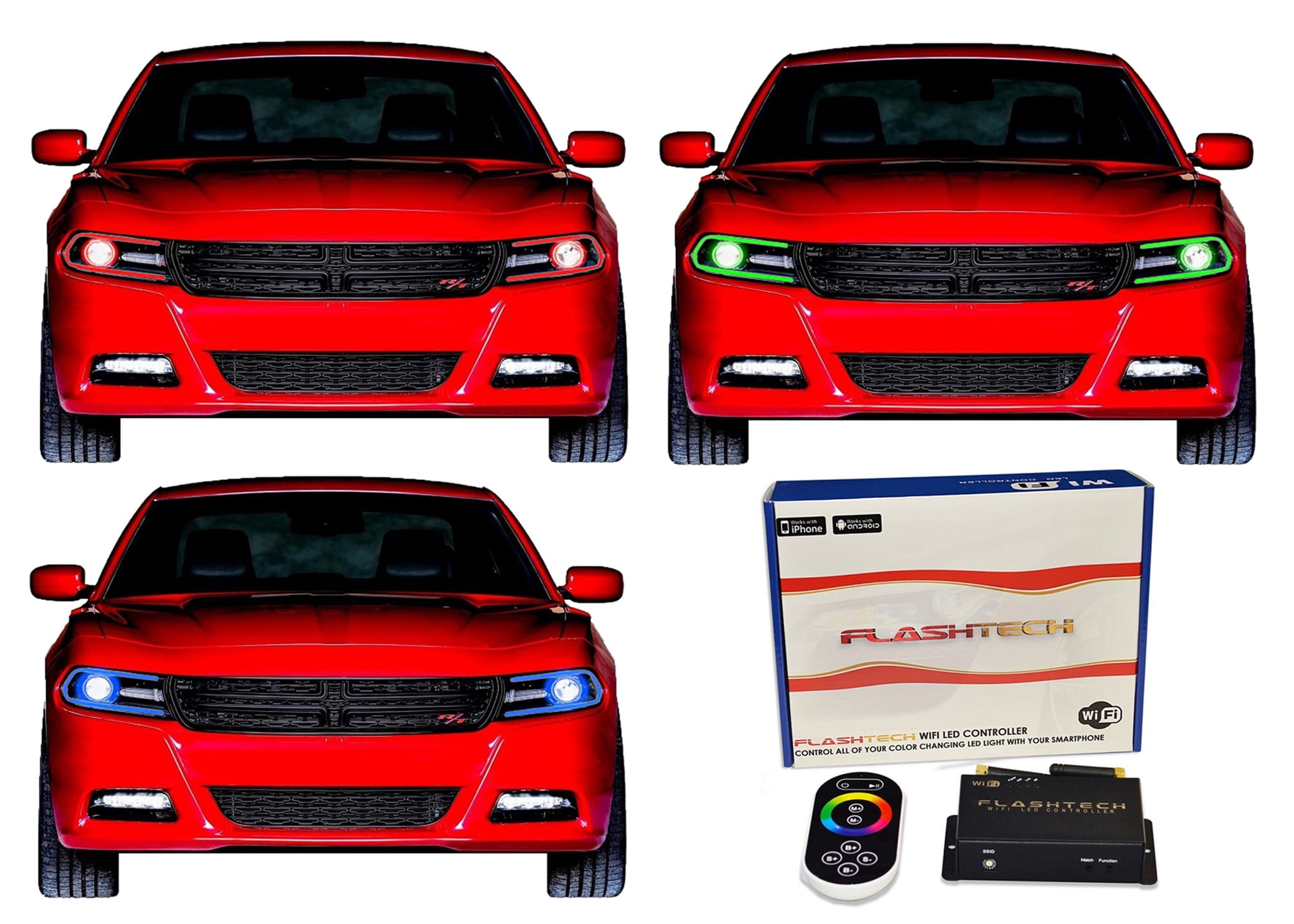 Flashtech RGB Multi Color LED Halo kit with Wifi App for 15-20 Dodge ...