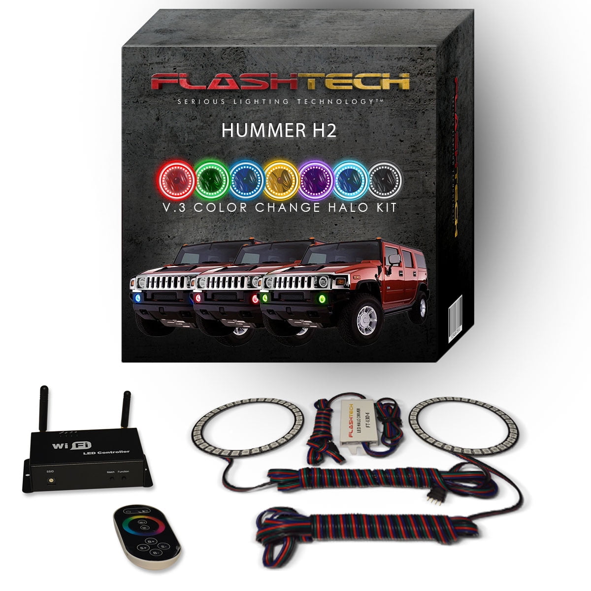 Flashtech RGB Multi Color LED Halo kit with Wifi App for 2003-2009 ...