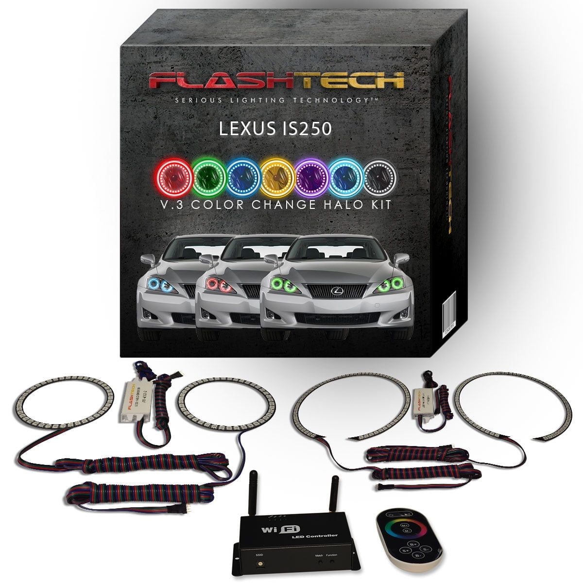Flashtech RGB Multi Color LED Halo kit with Wifi App for 2006-2008 ...