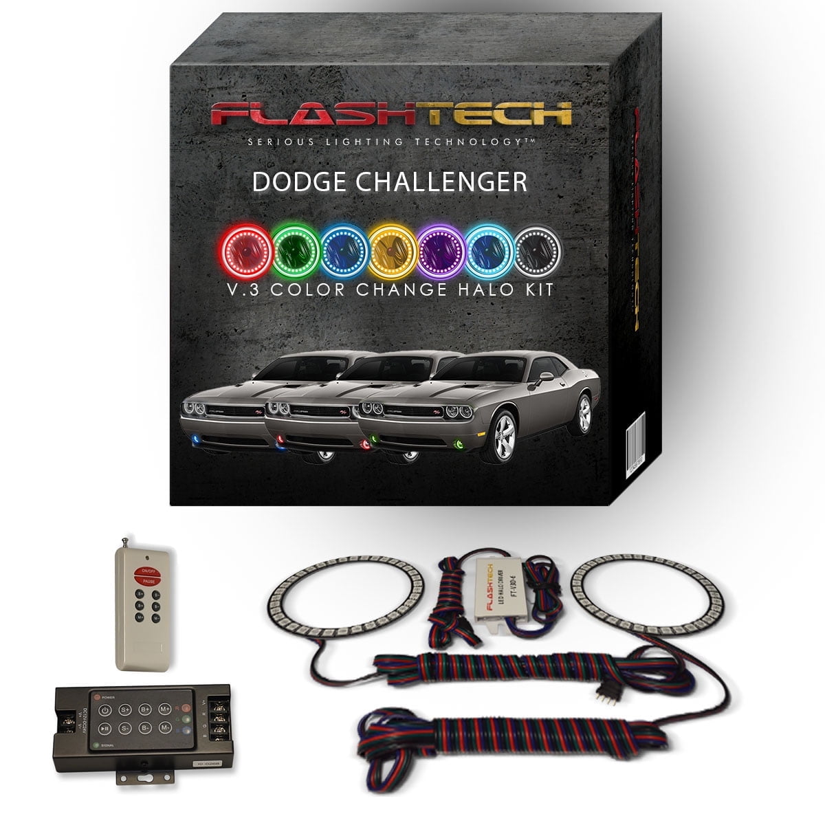 Flashtech RGB MultiColor LED Halo kit with RF Remote for 08-13 Dodge ...
