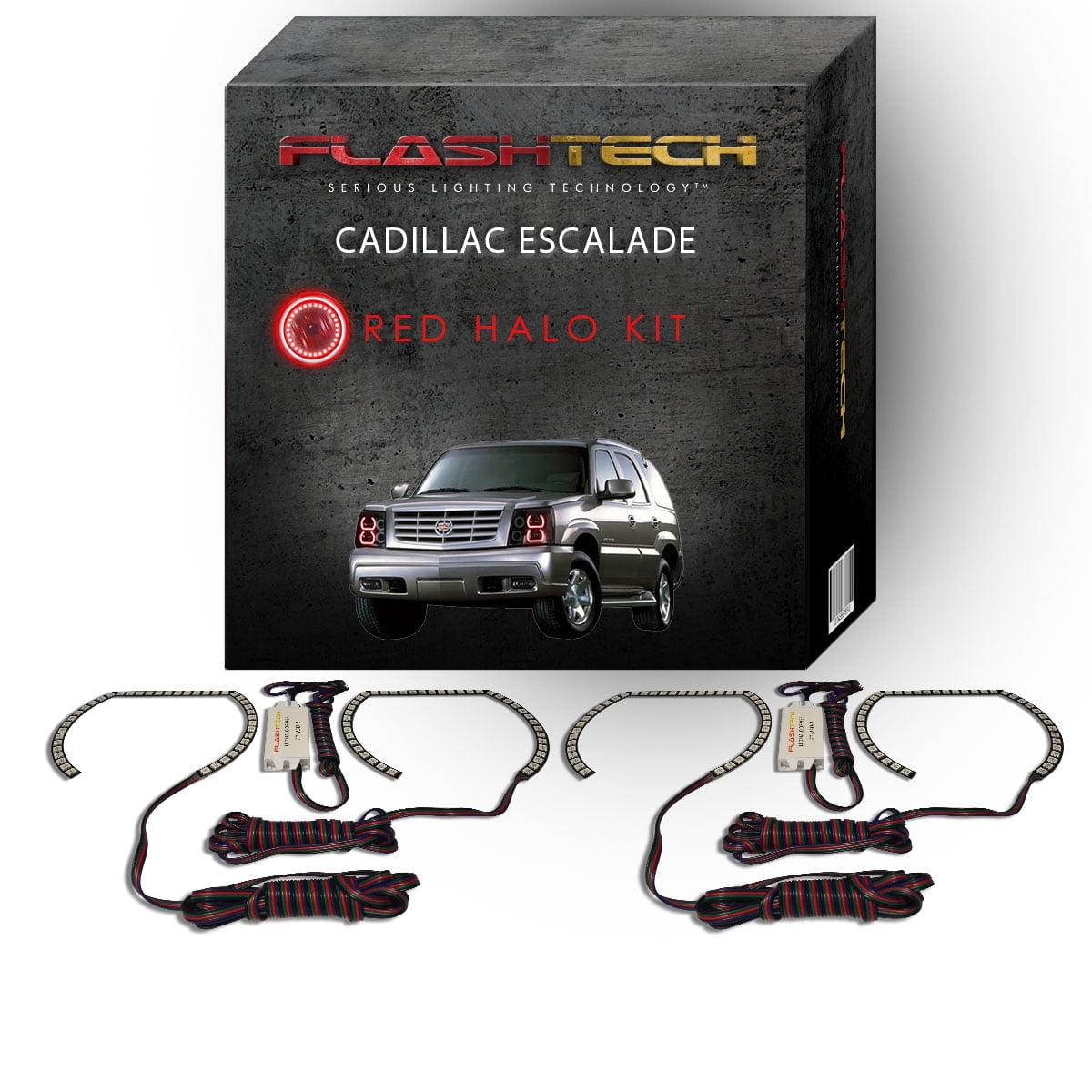 Flashtech Red Angel Eye LED Headlight Halo kit for 2002-2006 Cadillac ...