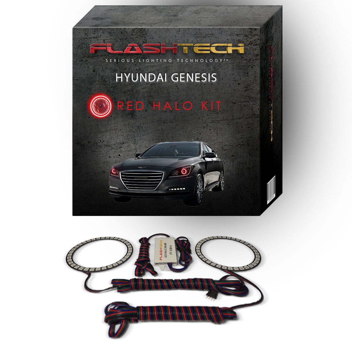 Flashtech Red Angel Eye LED Headlight Halo kit for 2015-2016 Hyundai ...