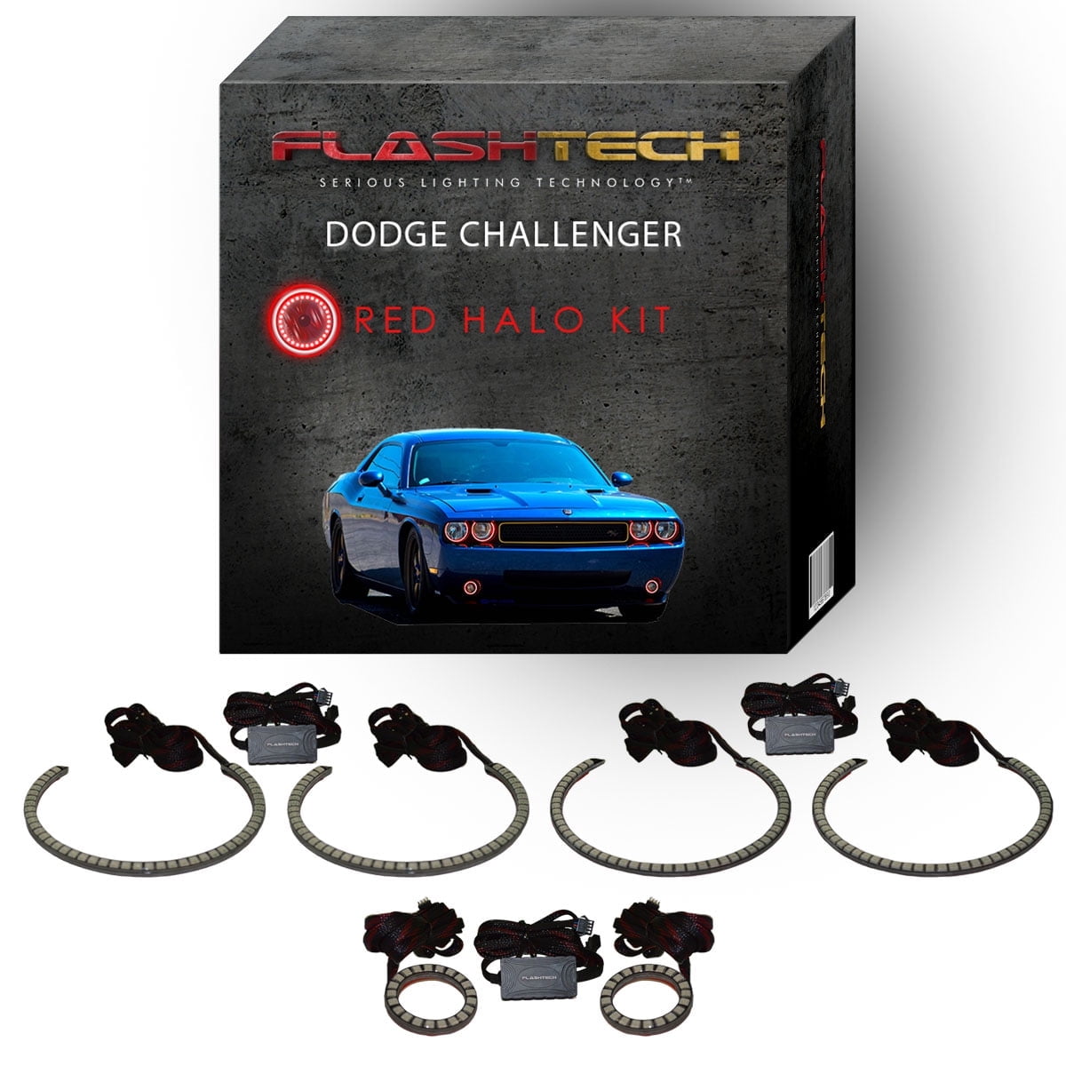 Flashtech Red Waterproof LED Halo kit for 08-14 Dodge Challenger ...
