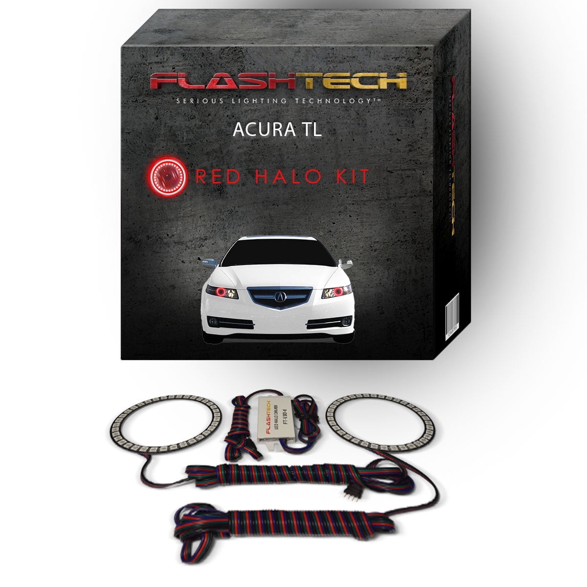 Flashtech Red Angel Eye LED Headlight Halo Ring kit for 2004-2008 Acura ...