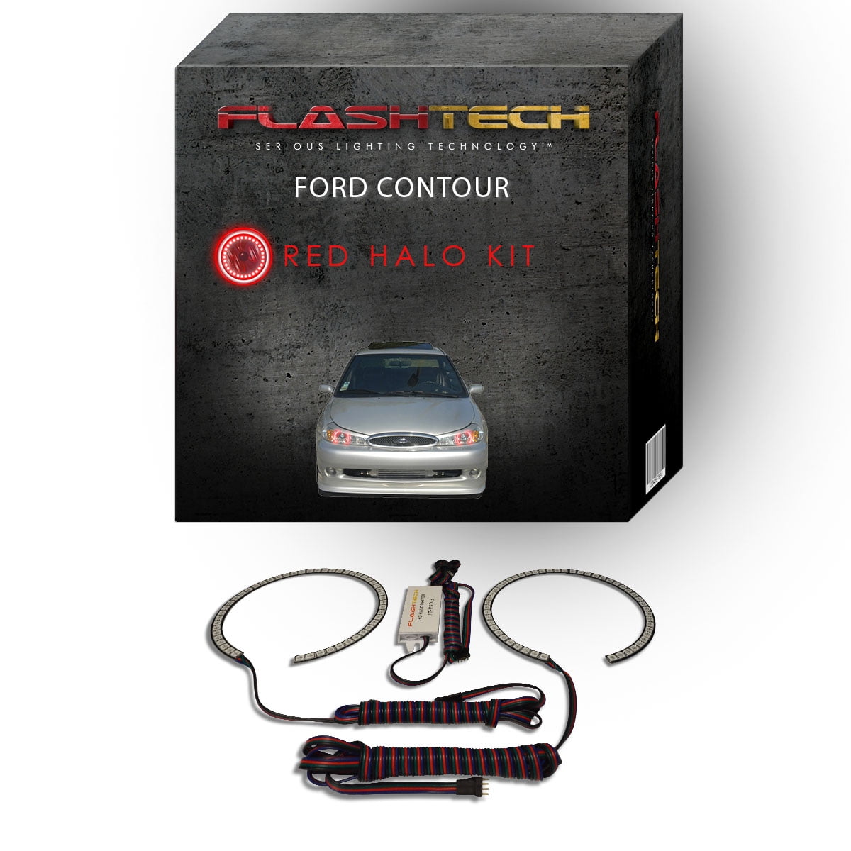 Flashtech Red Angel Eye LED Headlight Halo Ring kit for 1998-2000 Ford ...