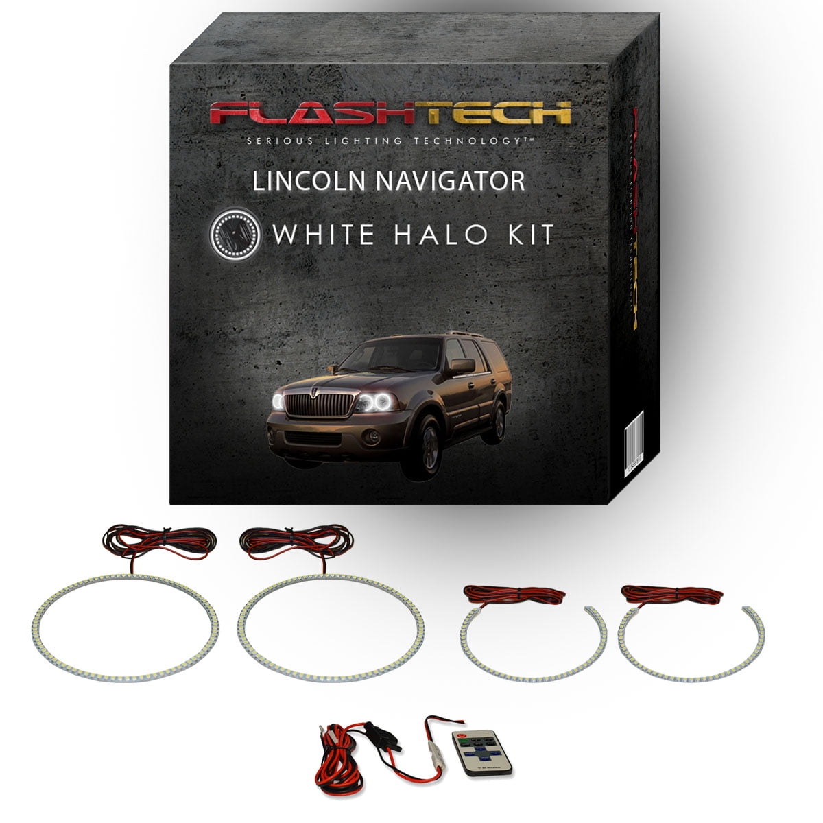 Flashtech White Angel Eye LED Halo kit & RF Remote for 03-06 Lincoln ...