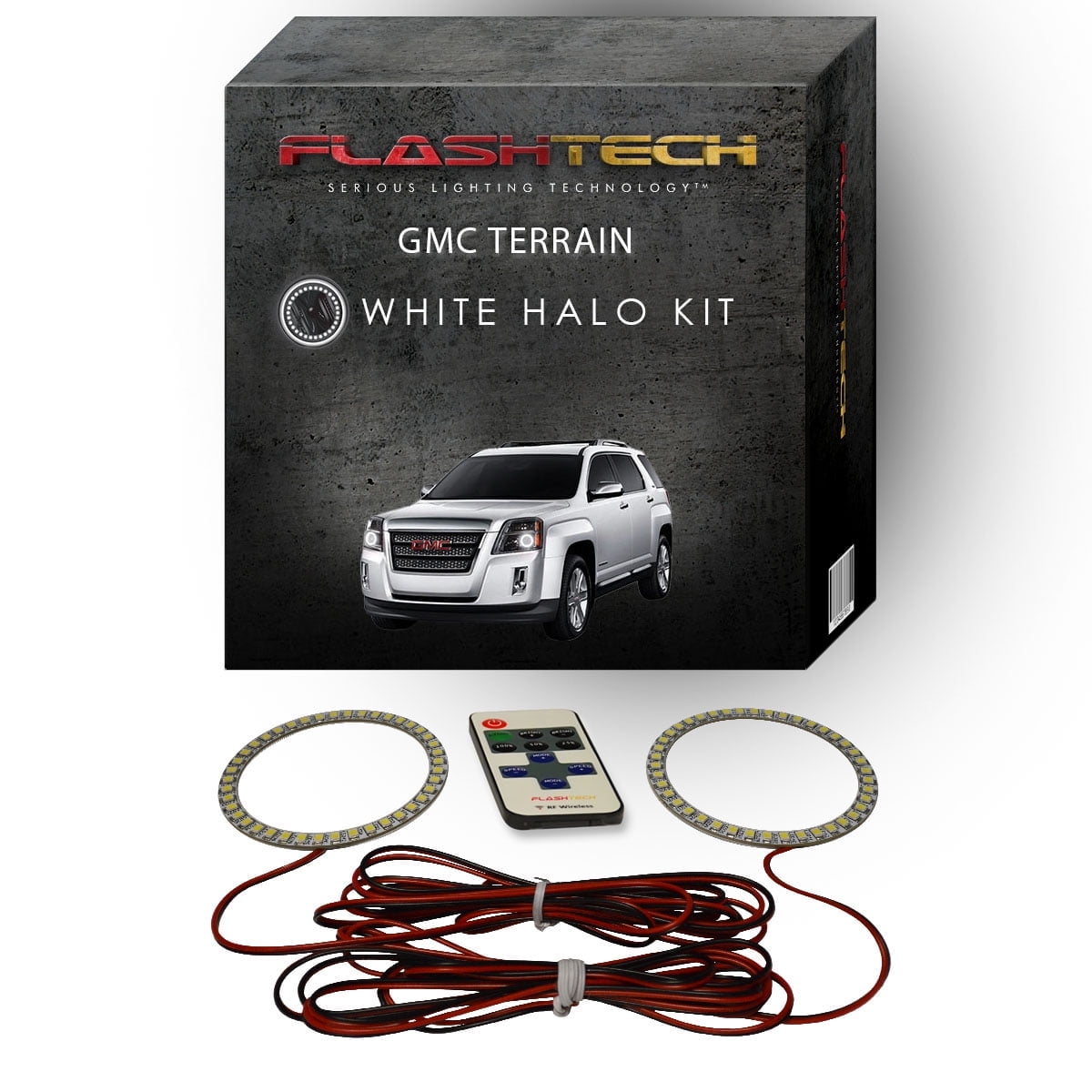 Flashtech White Angel Eye LED Halo kit & RF Remote for 2010-2016 GMC ...