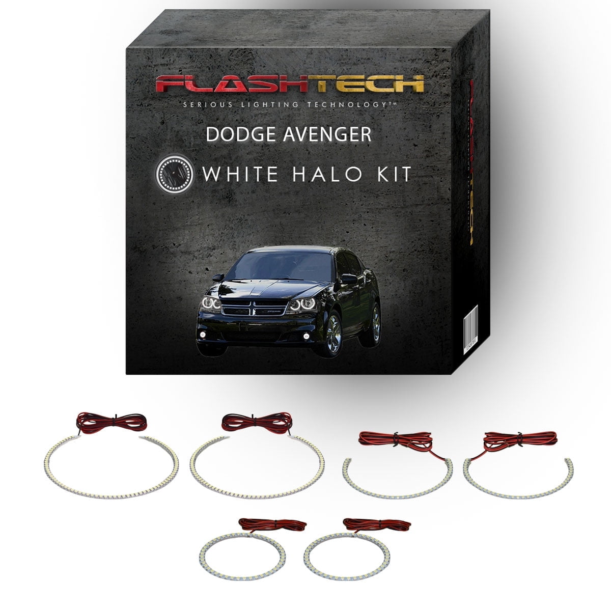 Flashtech White Angel Eye LED Halo kit for 2008-2010 Dodge Avenger ...