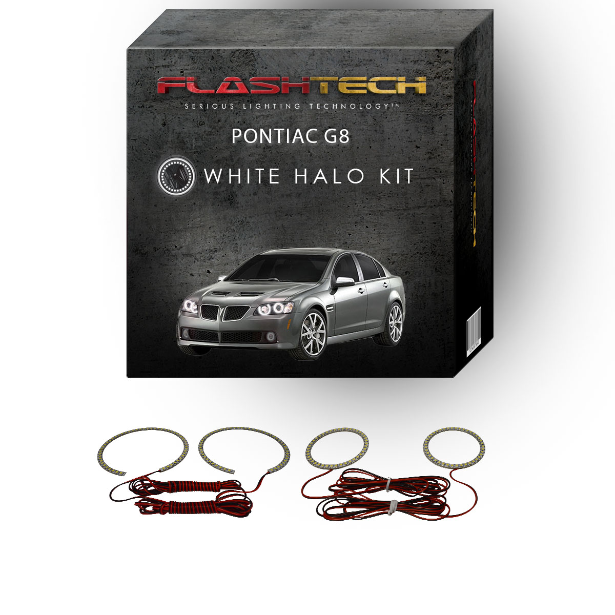 Flashtech White Angel Eye LED Headlight Halo Ring kit for 2008-2009 ...