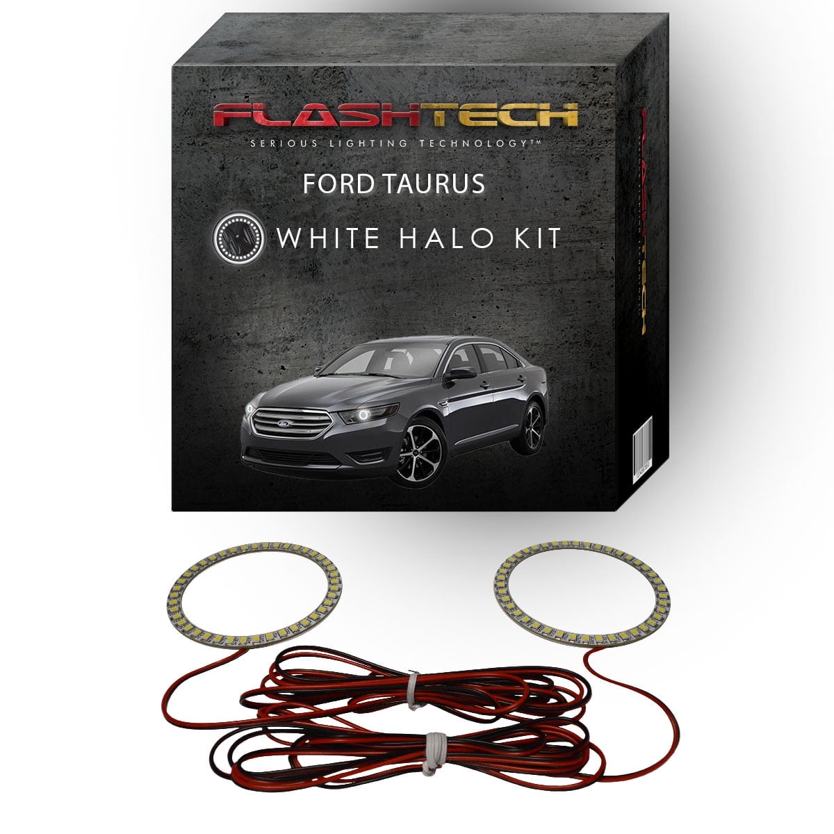 Flashtech White Angel Eye LED Headlight Halo Ring kit for 2013-2016 Ford Taurus Headlights ...