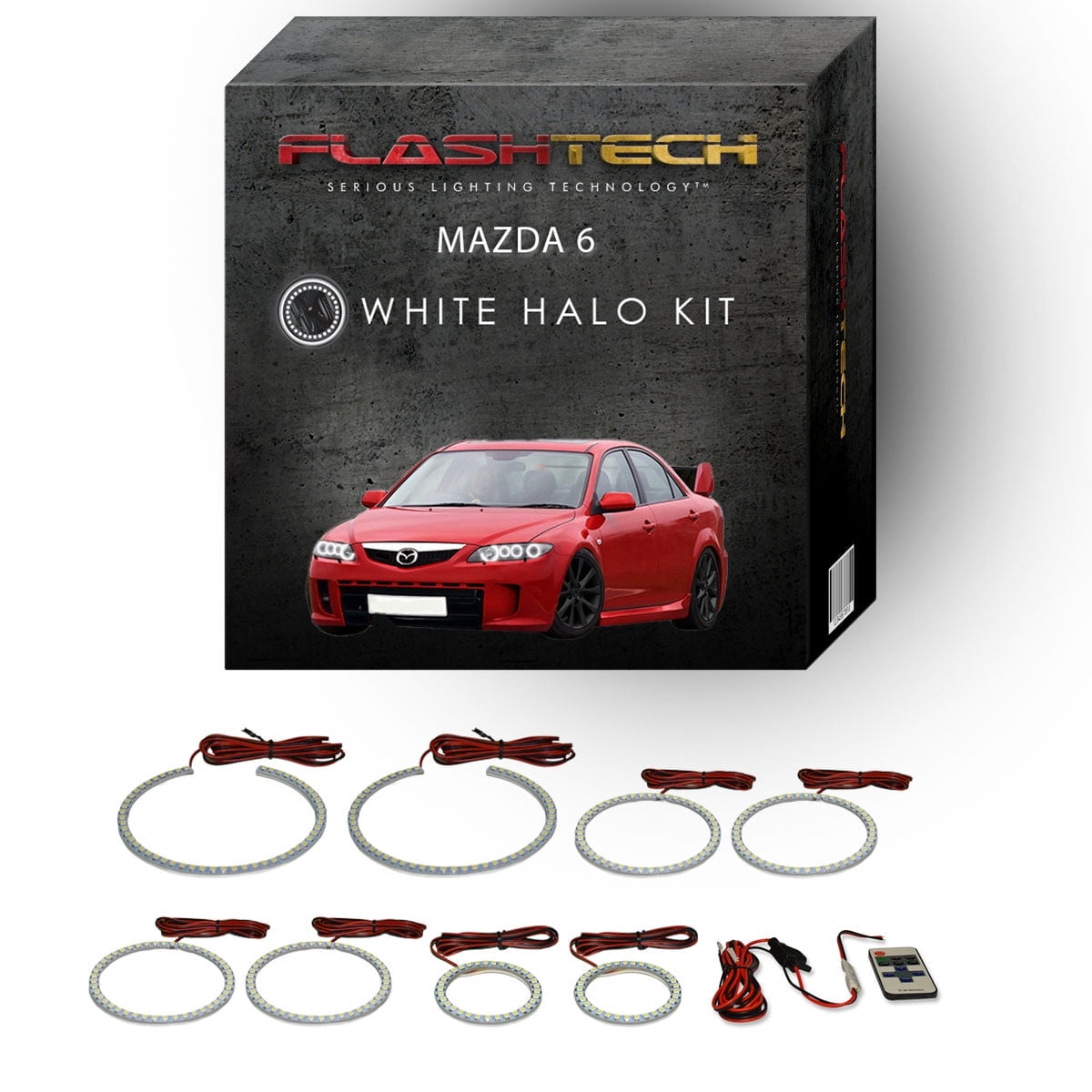 Flashtech White Angel Eye LED Headlight Halo kit & RF Remote for 03-08 ...