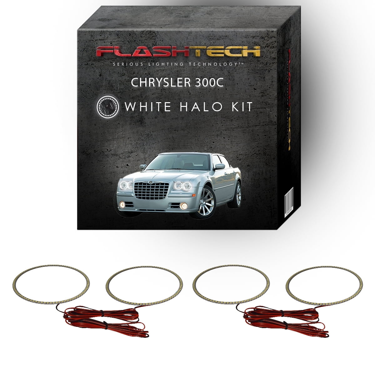 Flashtech White Angel Eye LED Headlight Halo kit for 2005-2010 Chrysler 300 Headlights - Walmart.com