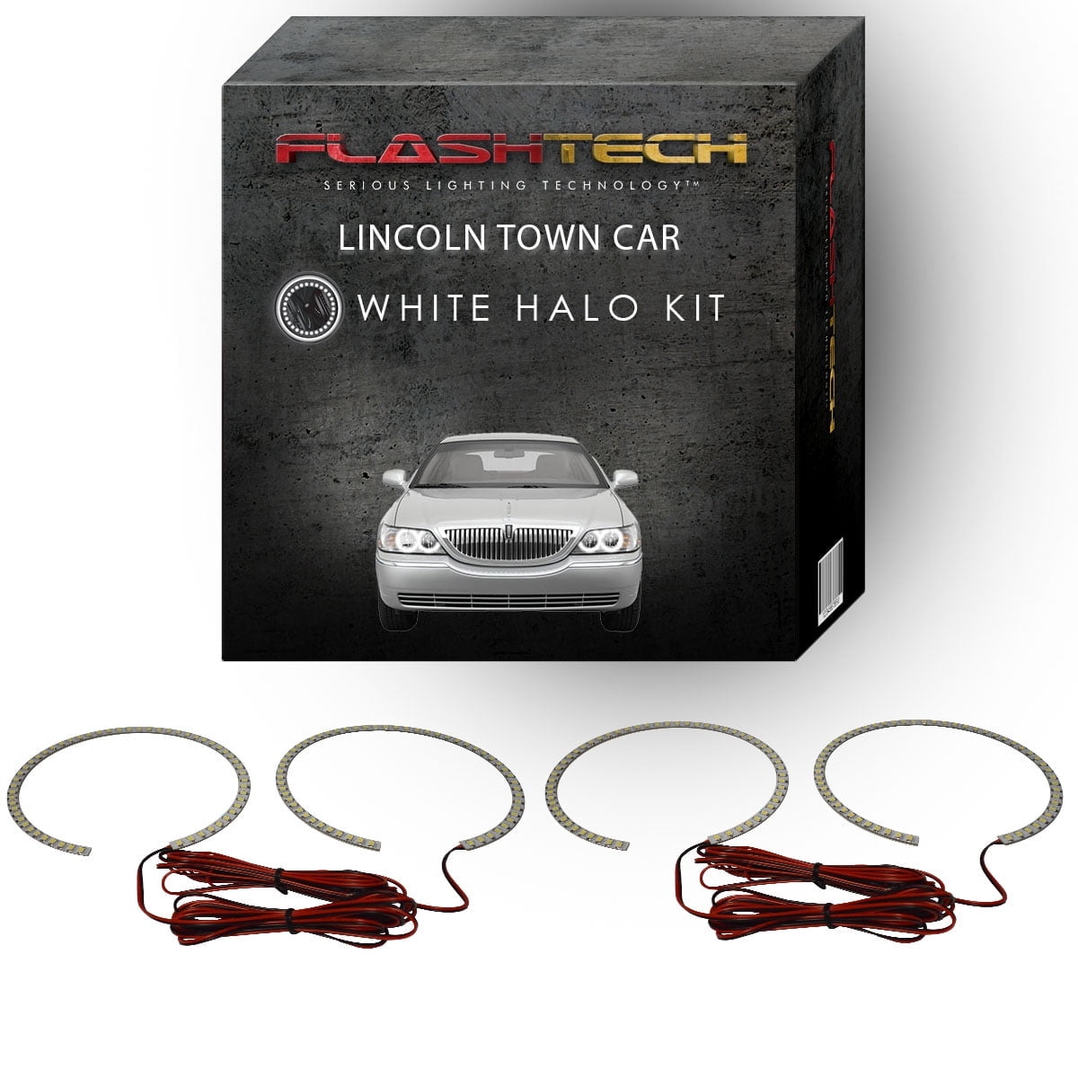 Flashtech White Angel Eye LED Headlight Halo kit for 2005-2011 Lincoln ...