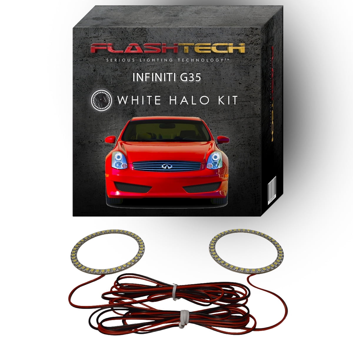 Flashtech White Angel Eye LED Headlight Halo kit for 2006-2008 Infiniti ...